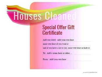 house cleaning gift certificate templates