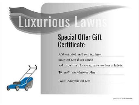lawn care gift certificate templates