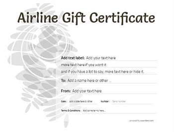 airline gift certificate templates