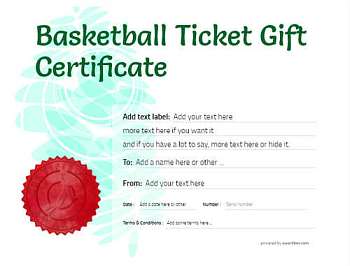 basketball ticket gift certificate templates