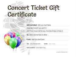 concert ticket gift certificate templates