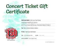 concert ticket gift certificate templates