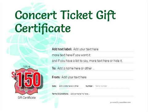 concert ticket gift certificate templates