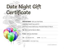 date night gift certificate templates
