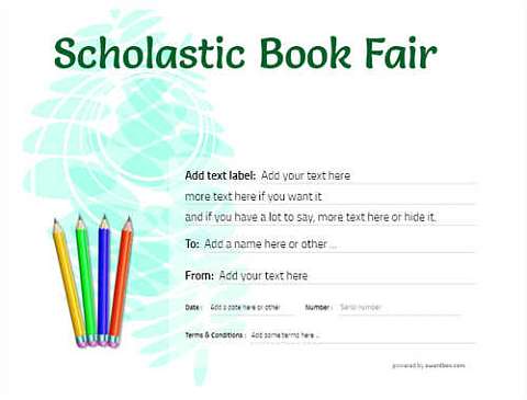 scholastic book fair gift certificate templates