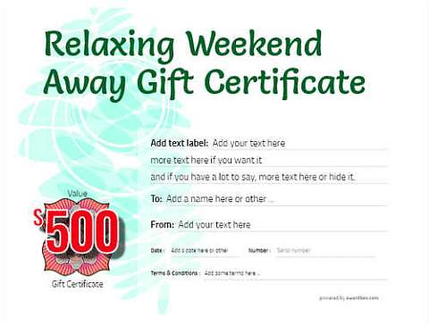 weekend away gift certificate templates